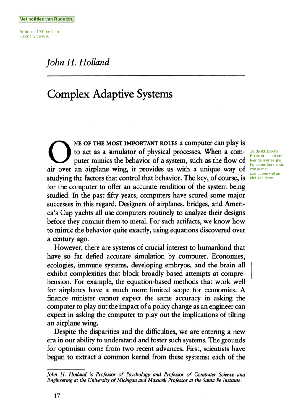 Complex Adaptive Systems – Rudolphs news